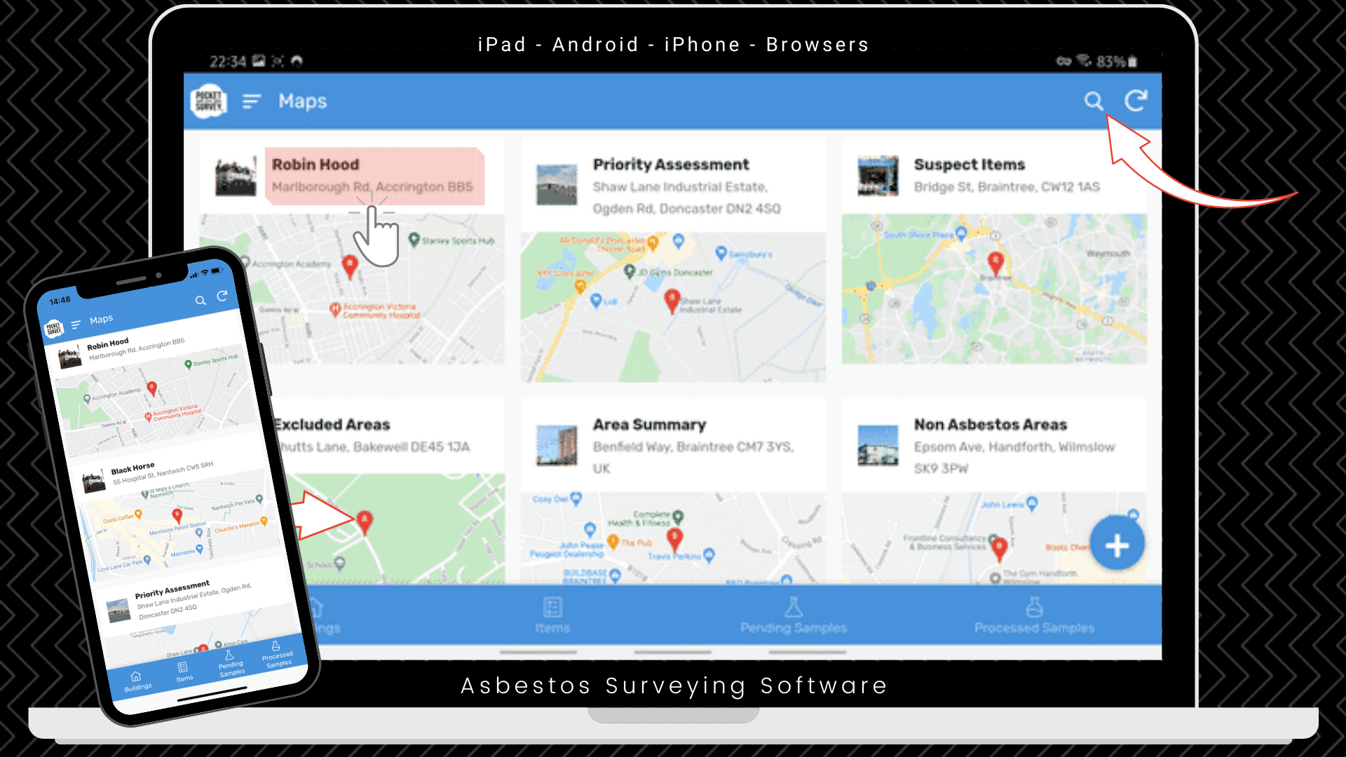 Asbestos Survey Screenshots: Mobile Asbestos Surveying Software