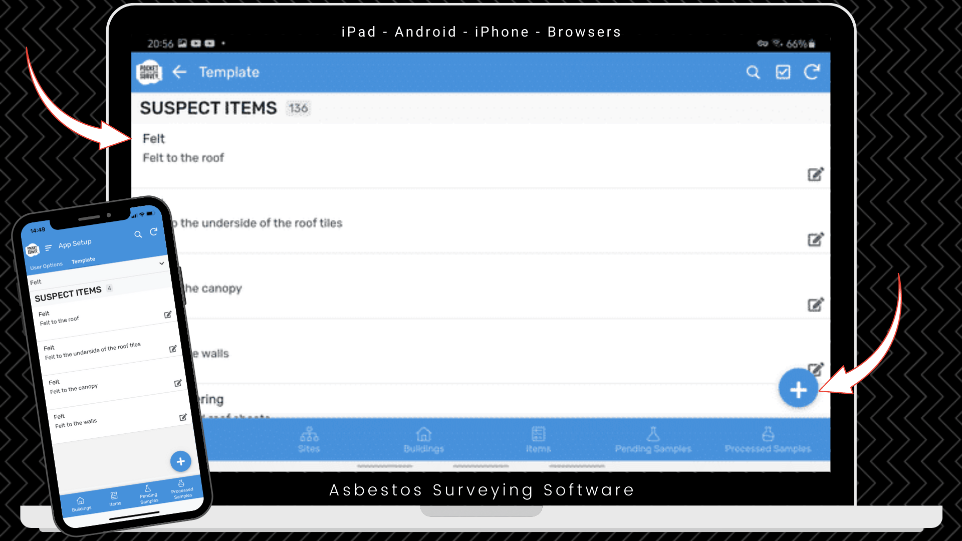 Asbestos Survey Screenshots: Mobile Asbestos Surveying Software
